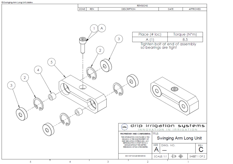 Pipe Center Swinging Arm LONG - Drip Irrigation Systems